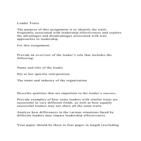 Leadership ProfileThe Leadership Profile assignment se.docx