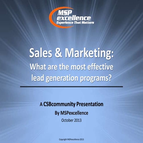 What are the most effective lead-gen programs for CSBs? | PPT
