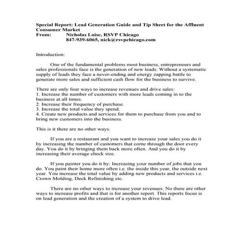 Lead generation guide and bonus sheet | PDF