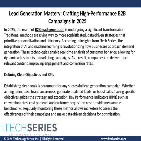 Lead Generation Mastery - Crafting High-Performance B2B Campaigns in ...