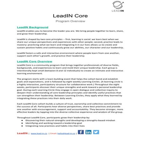 LeadIN Core Program Overview | PDF