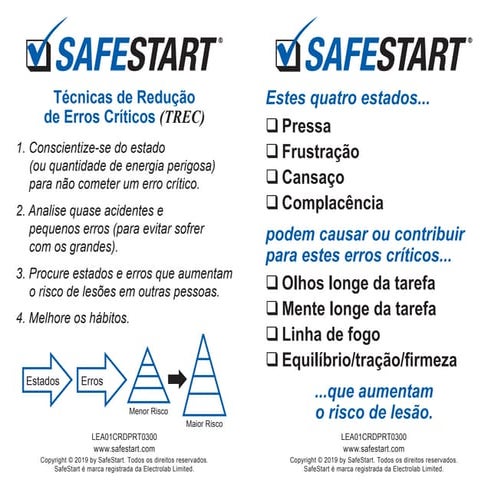 Cartão safestart leadership de treinamento | PDF