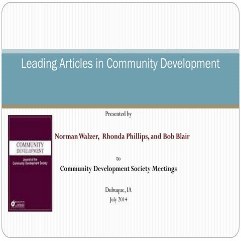 Leading Articles in Community Development | PPT