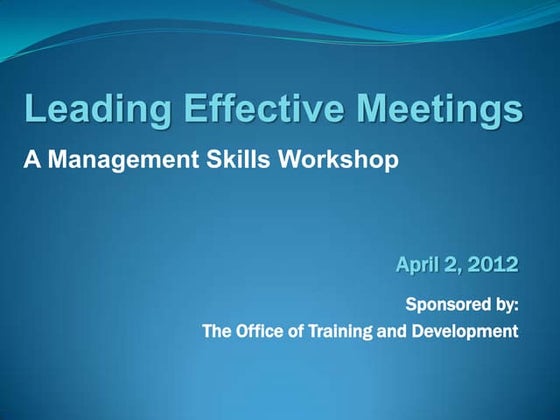 Conducting Effective Meetings | PPT