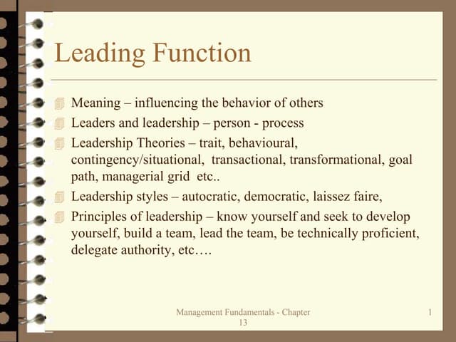 Leading Function Ppt
