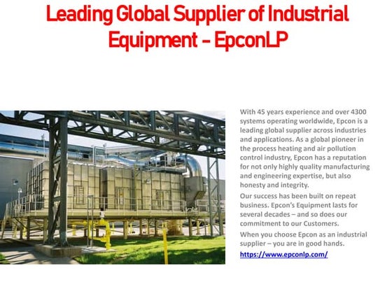 Epcon: Leading Industrial Manufacturer of Thermal Cleaning Solutions | PPT