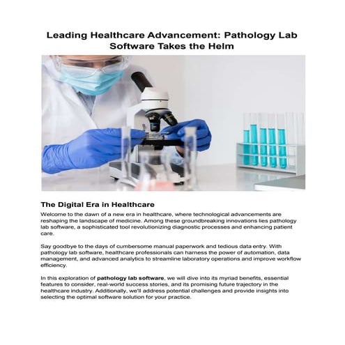 Leading Healthcare Advancement_ Pathology Lab Software Takes the Helm.pptx
