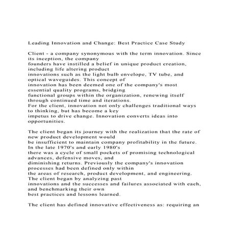 Leading Innovation and Change Best Practice Case Study Cl.docx