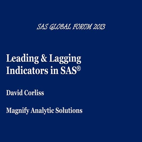Leading & Lagging Indicators in SAS | PDF