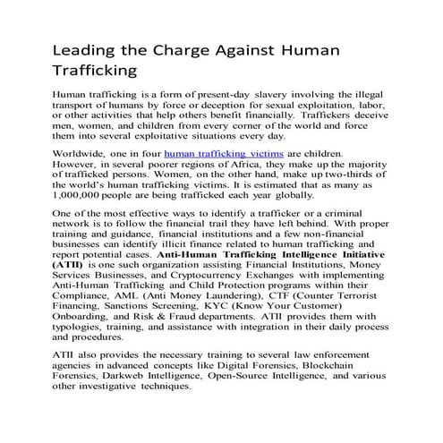 Leading the Charge Against Human Trafficking | PDF