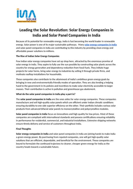 India's Solar Powerhouses Leading Indian Companies That Make and Sell Solar Panels.docx