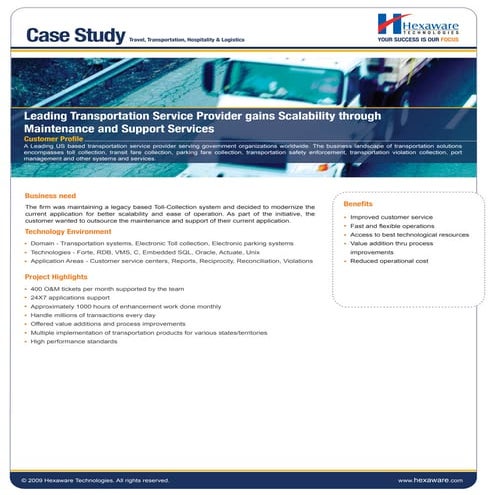 Leading transportation service provider gains scalability | PDF