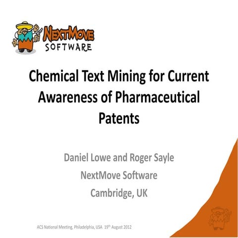 Chemical Text Mining for Current Awareness of Pharmaceutical Patents | PDF