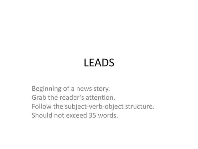 Types of leads in news writing | PPTX