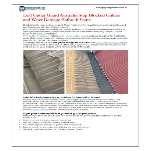 Leaf Gutter Guard Australia: Stop Blocked Gutters and Water Damage ...