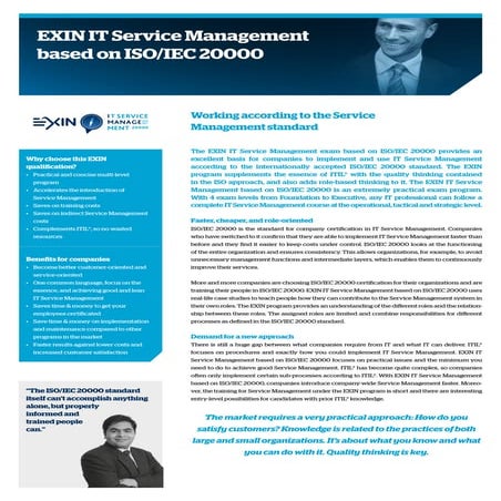 Our Leaflet ISO 20000 EXIN - TEAM Professional Services | PDF