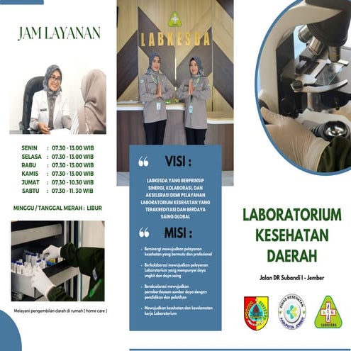 Leaflet Lab Klinik laboratorium keaehatan daerah | PPT | Free Download