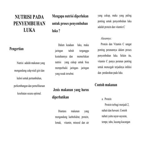 Leaflet nutrisi penyembuhan luka AKPER PEMKAB MUNA | DOC