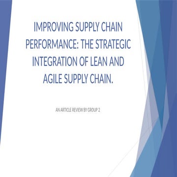 Lean And Agile Supply Chain Management Article Review Pptx Logistics