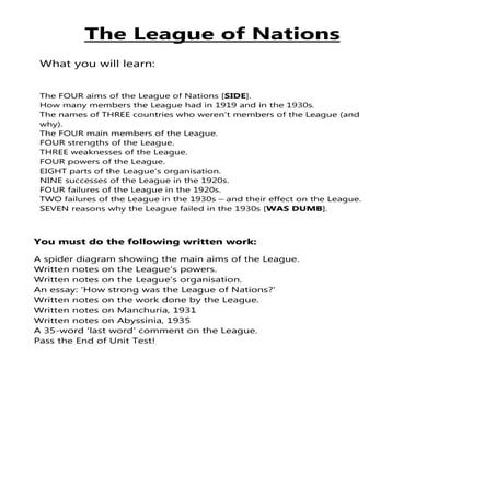 League of nations student booklet | DOCX | Death, Injury, or Military ...