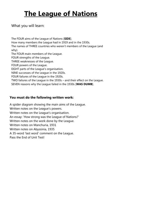 IGCSE EXAM PRACTICE - LEAGUE OF NATIONS SOURCES - 'THE SILENCE' CARTOON ...