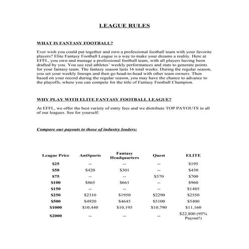 League Rules | DOC