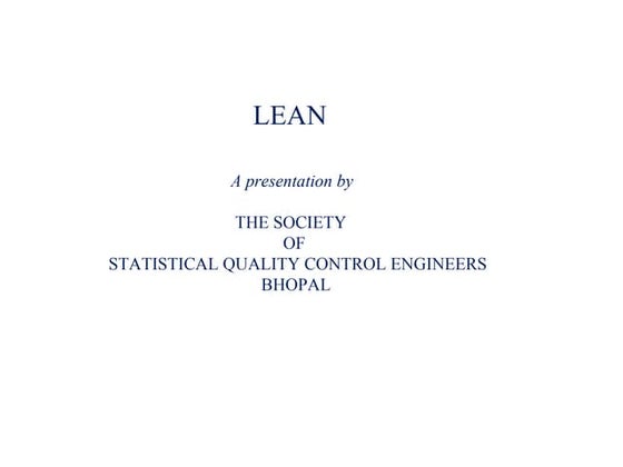 BASICS OF LEAN MANUFACTURING | PPTX