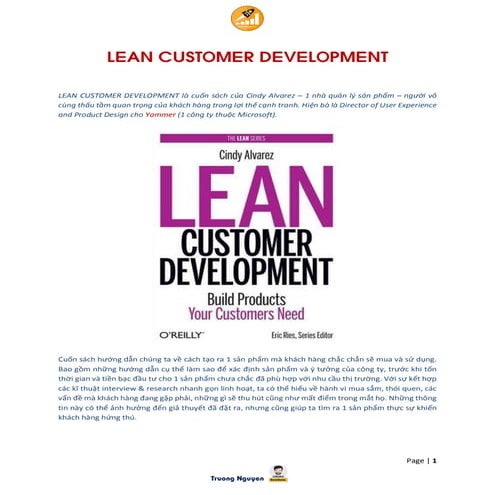 Lean Customer Development - Tóm tắt (Truong Bomi) | PDF