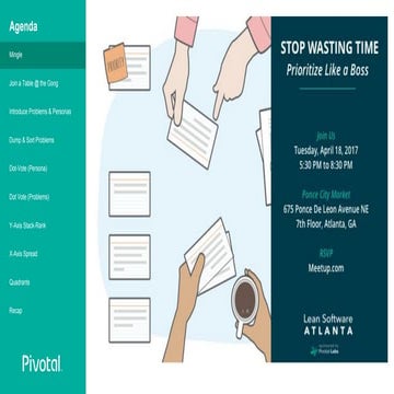 Prioritization Techniques: Lean Software Atlanta Meetup @ Pivotal | PDF
