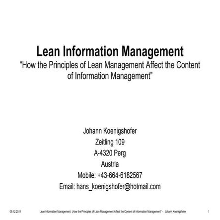 Lean Information Management | PPT