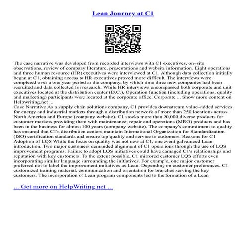 Lean Journey At C1 | PDF