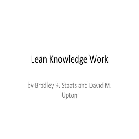 Lean Knowledge Work | PDF