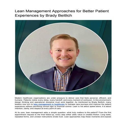Lean Management Approaches for Better Patient Experiences | PDF