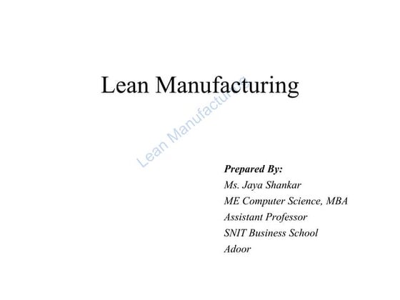 Lean manufacturing basics | PPTX | Business | Business and Finance