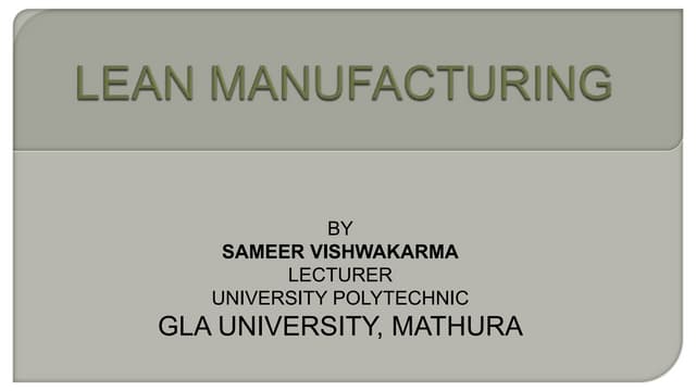 BASICS OF LEAN MANUFACTURING | PPTX