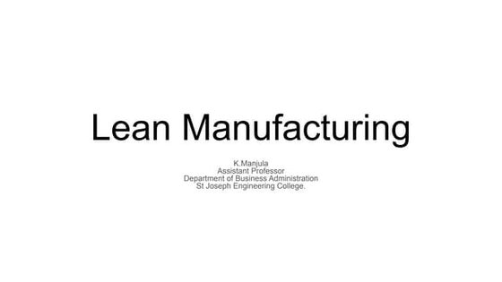 Timwoods- Lean Manufacturing | PPT