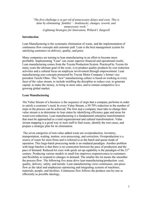 BASICS OF LEAN MANUFACTURING | PPTX