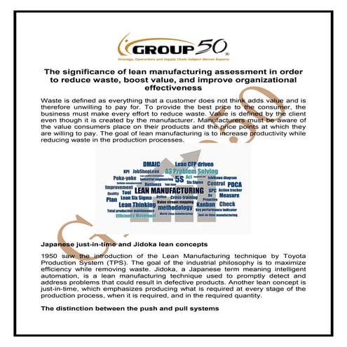 Lean Manufacturing Assessment - Group50® Consulting | PDF
