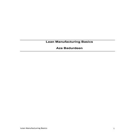 Lean manufacturingbasics | PDF