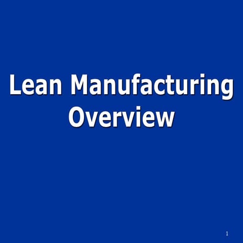 Lean Manufacturing Overview - handbook for sharing | PDF