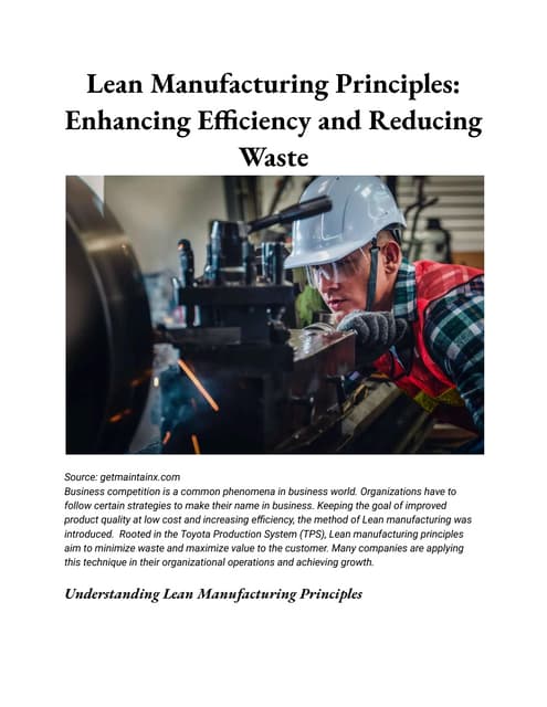 Lean manufacturing | PPTX