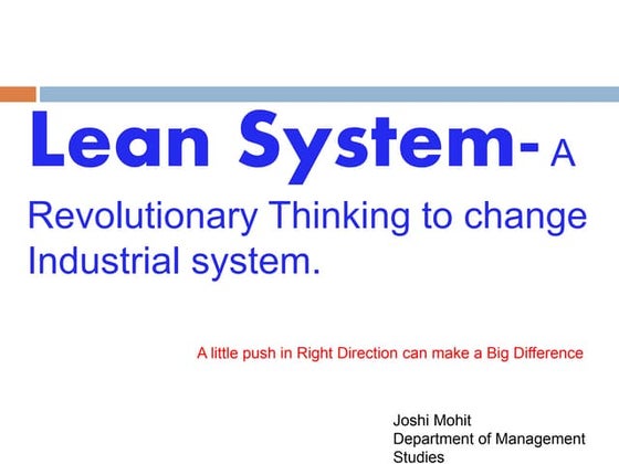 Introduction to Shop Floor management - Janaury 2017 | PPTX