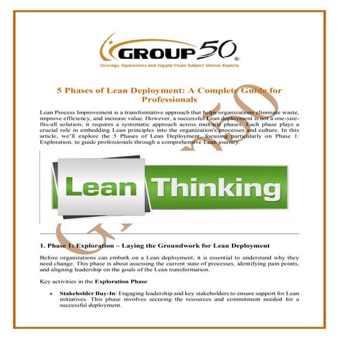 5 Phases of Lean Deployment: A Complete Guide for Professionals | PDF