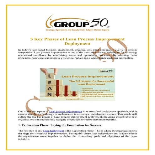 5 Key Phases of Lean Process Improvement Deployment | PDF