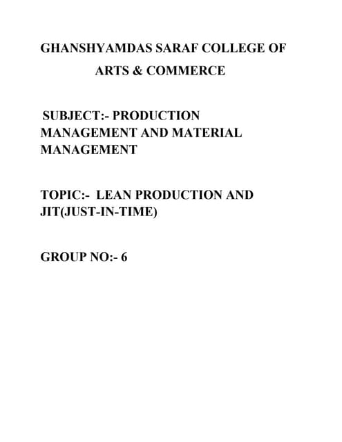 JIT case study of Toyota | PPT