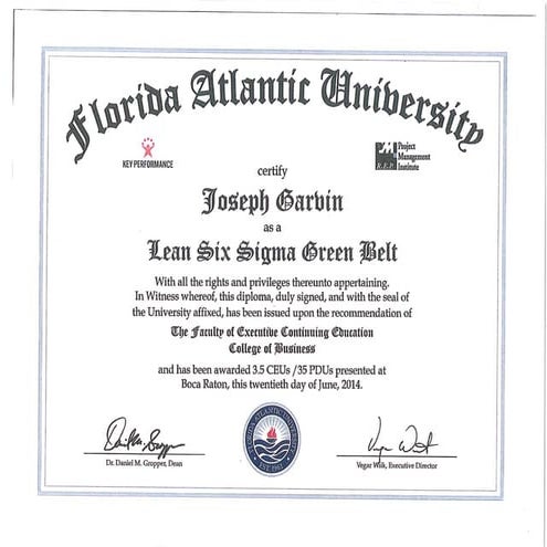 Lean Six Sigma Certificate | PDF