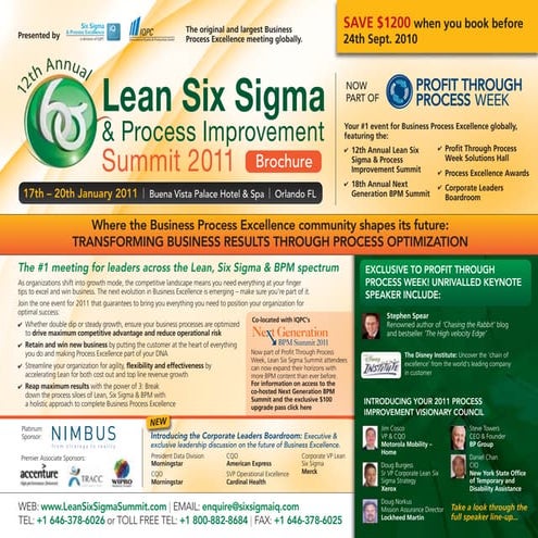 Lean Six Sigma Summit Brochure | PPT