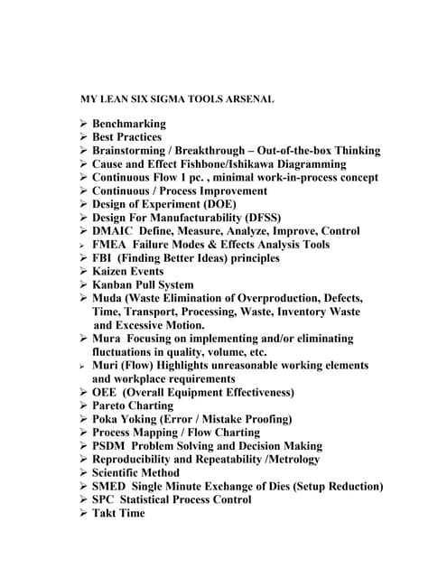 Lean six sigma tools and techniques | PPT