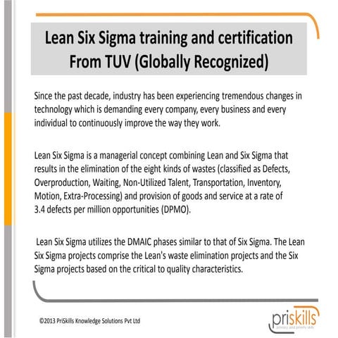 Lean six sigma training and certification from TUV SUD ( Globally ...