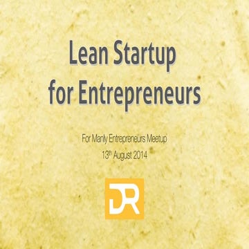 Lean startup overview for entrepreneurs | PPT